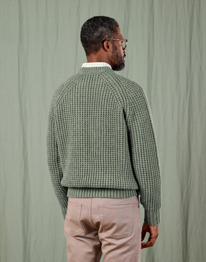 Waffle Crew Neck Jumper - Birch