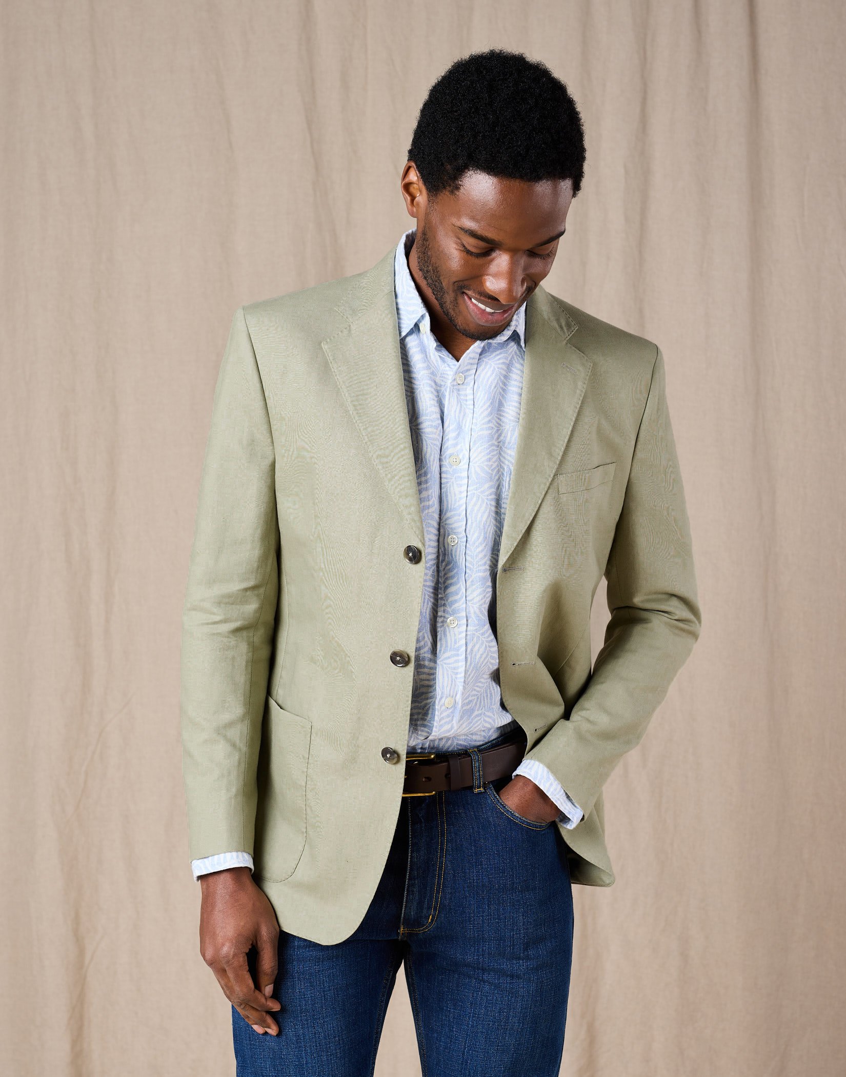 Unstructured Jacket - Light Olive | Joseph Turner