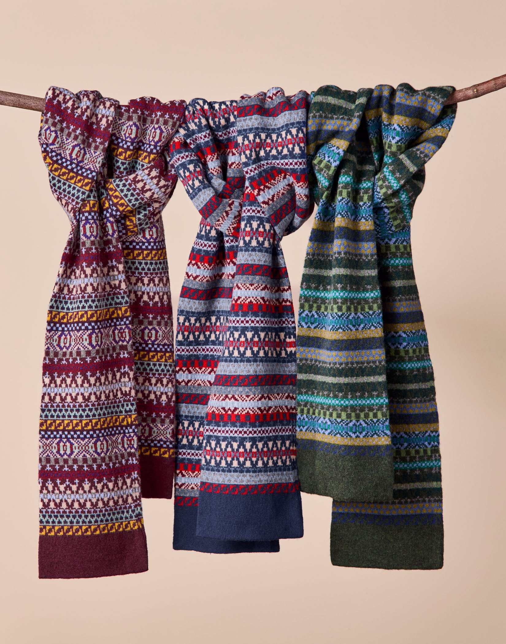 Fair Isle Scarf - Blue/Red | Joseph Turner