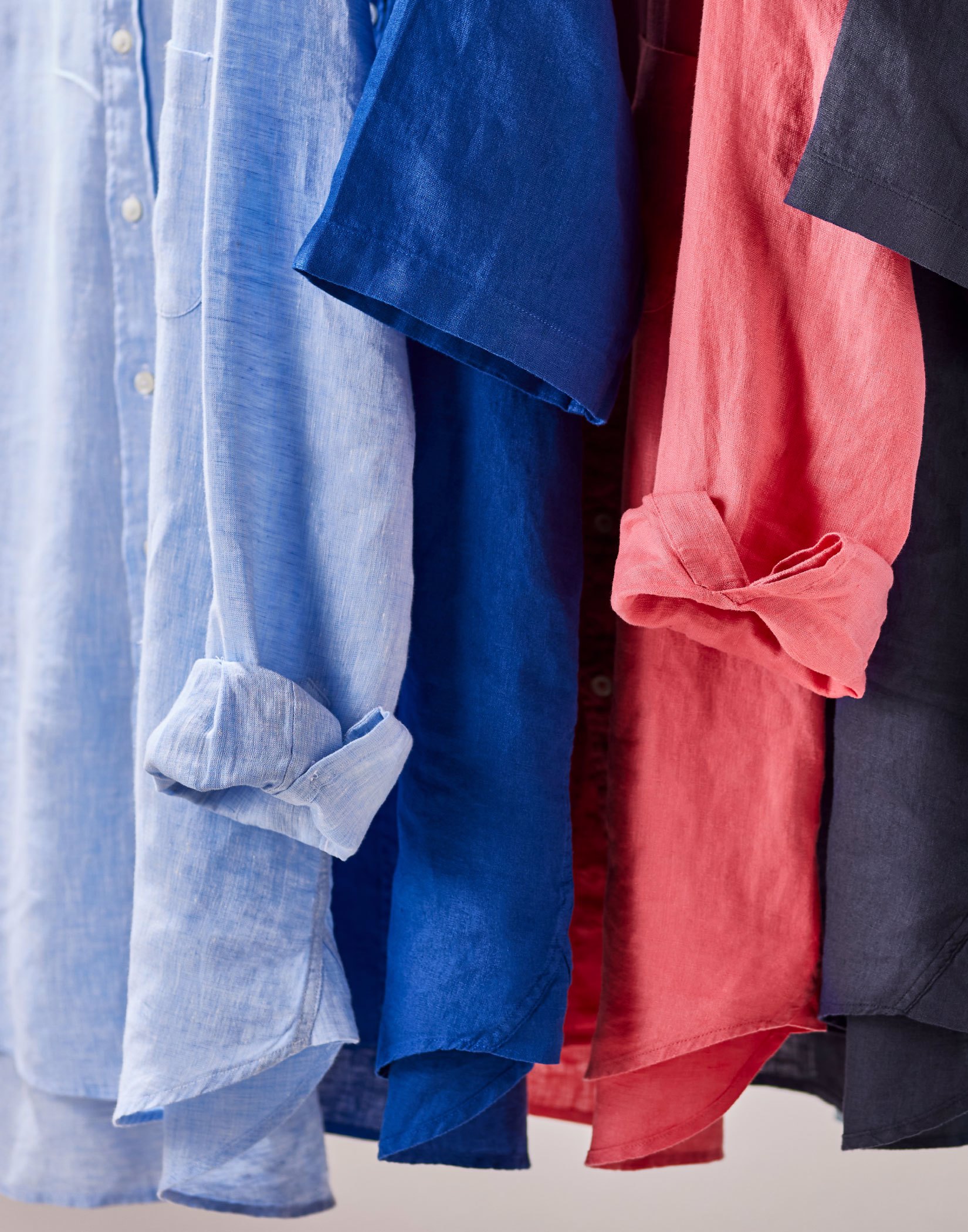 Linen Shirt Long Sleeve - Coral | Joseph Turner