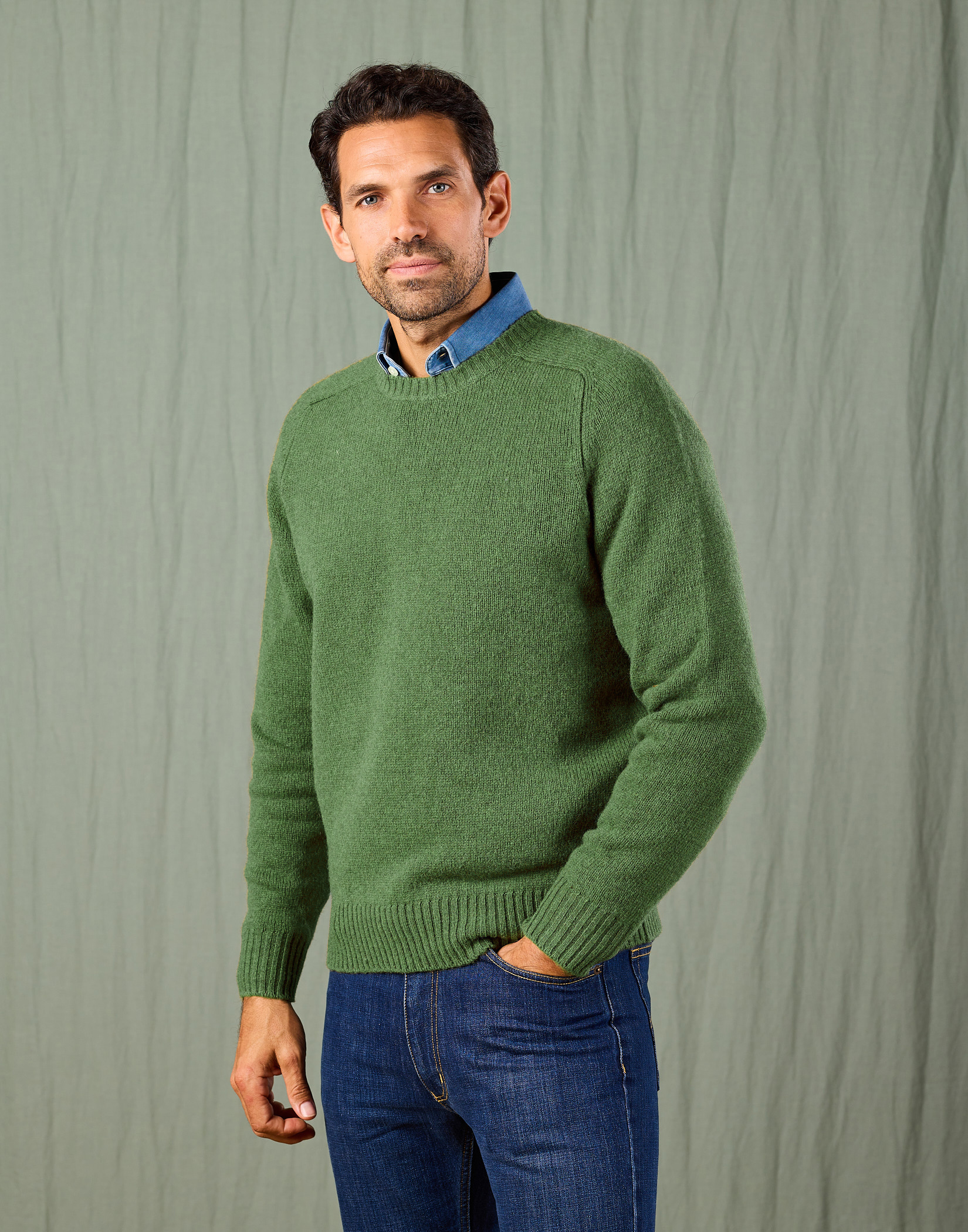 Shetland Crew Neck - Green