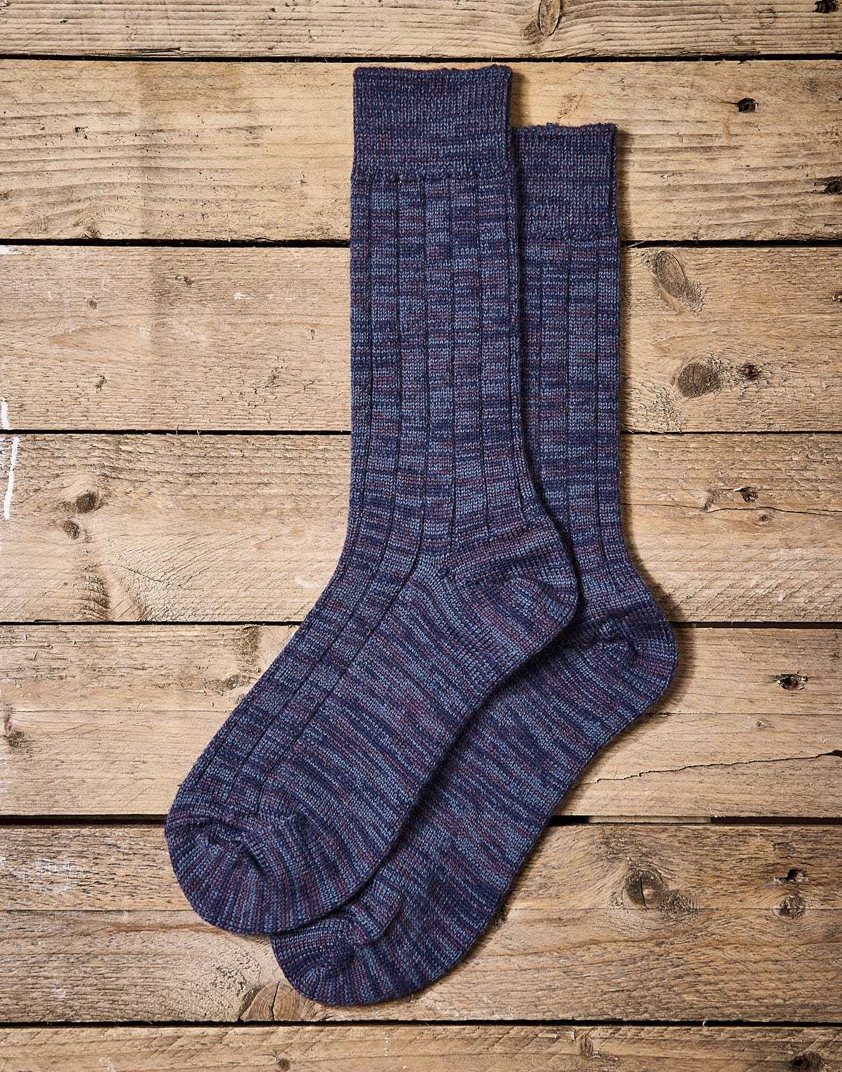 Chunky Melange Socks - Blue/Purple | Joseph Turner