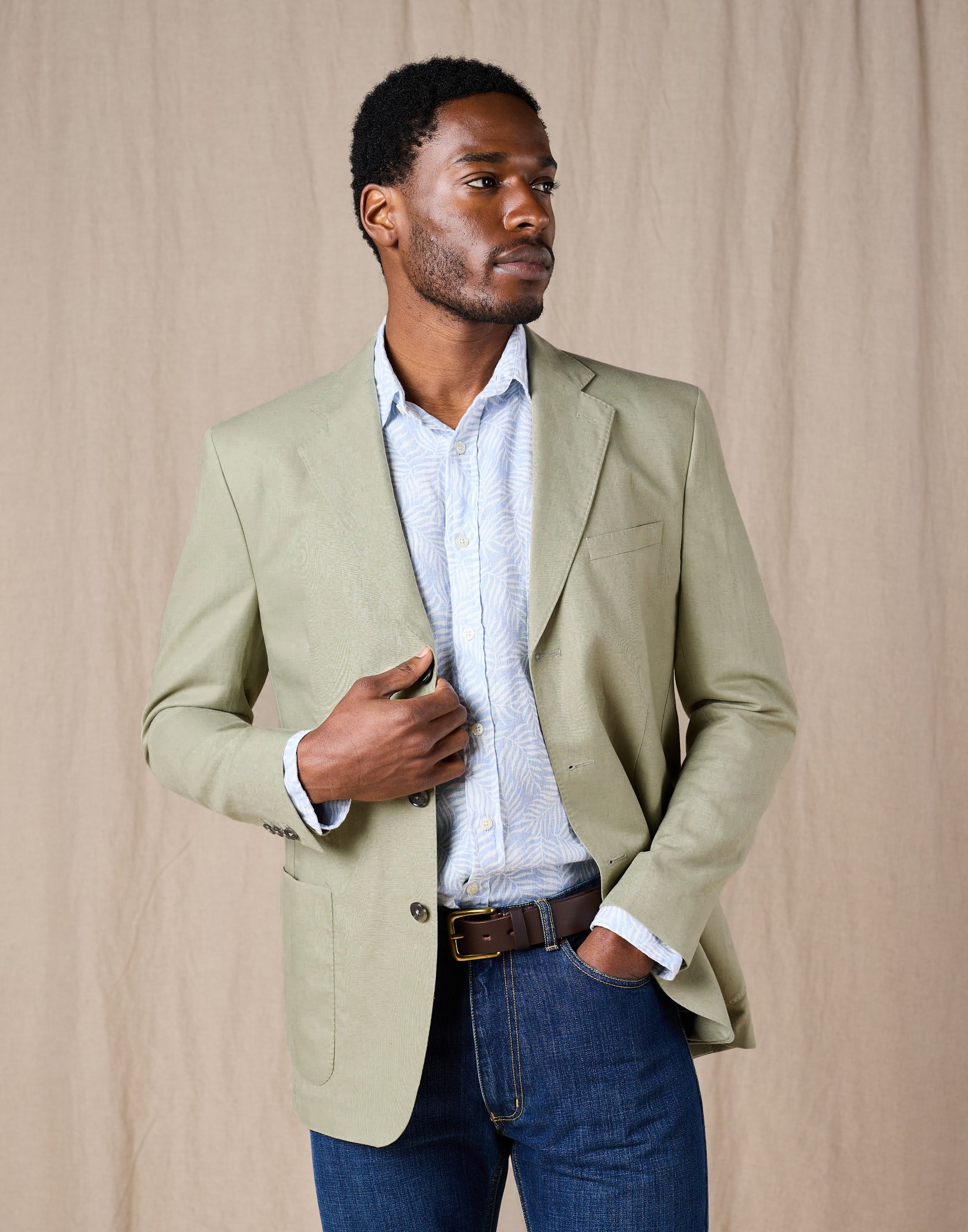 Unstructured Jacket - Light Olive