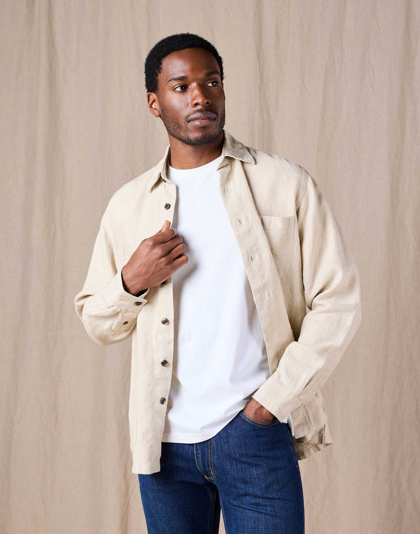 Linen Overshirt - Natural | Joseph Turner