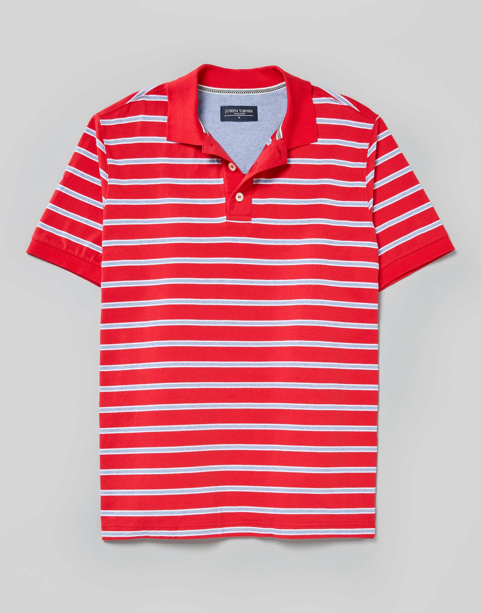 Striped Polo Shirt - Red/Sky | Joseph Turner