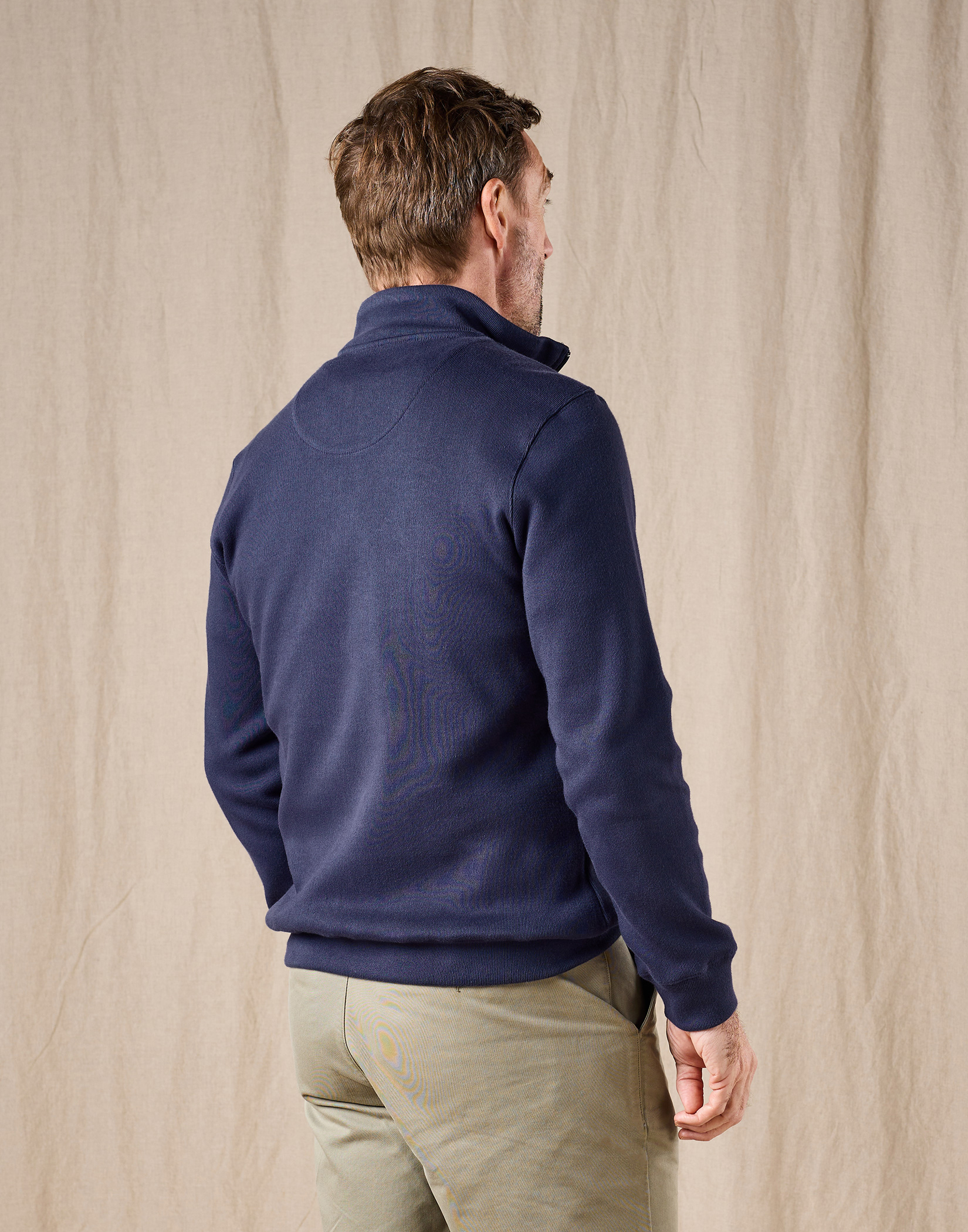 Half Zip Jersey Sweatshirt - Navy | Joseph Turner