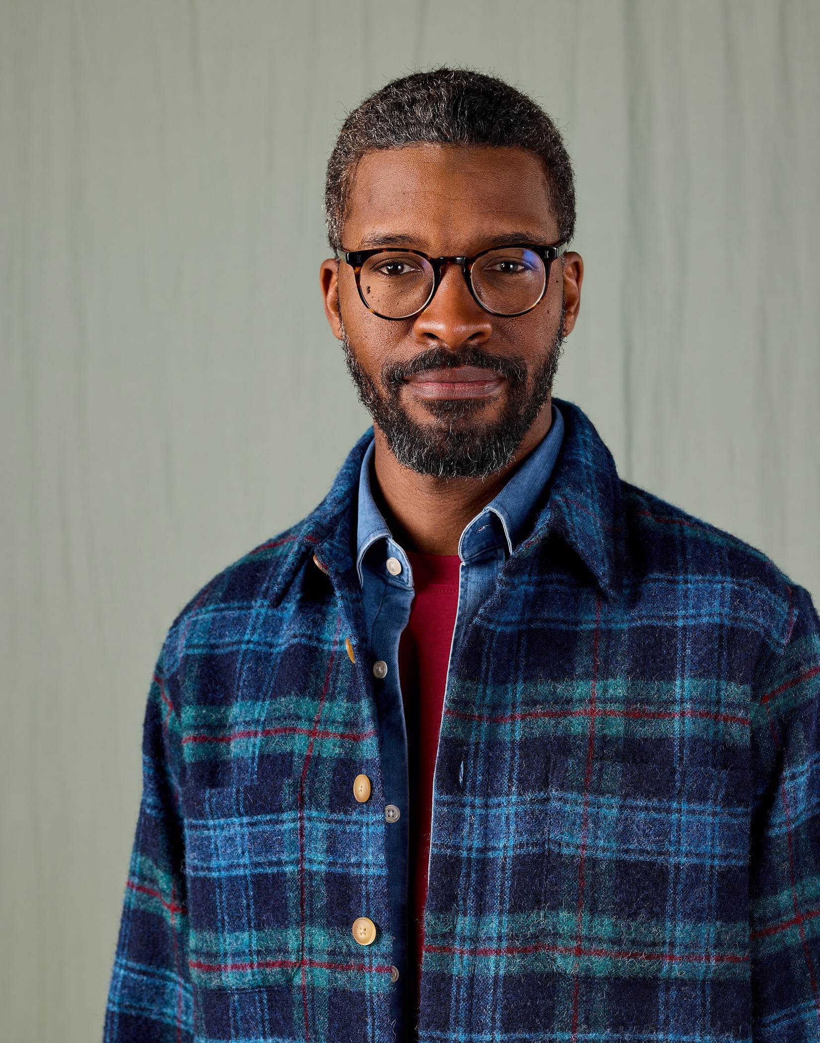 Wool Overshirt - Navy/Green/Red