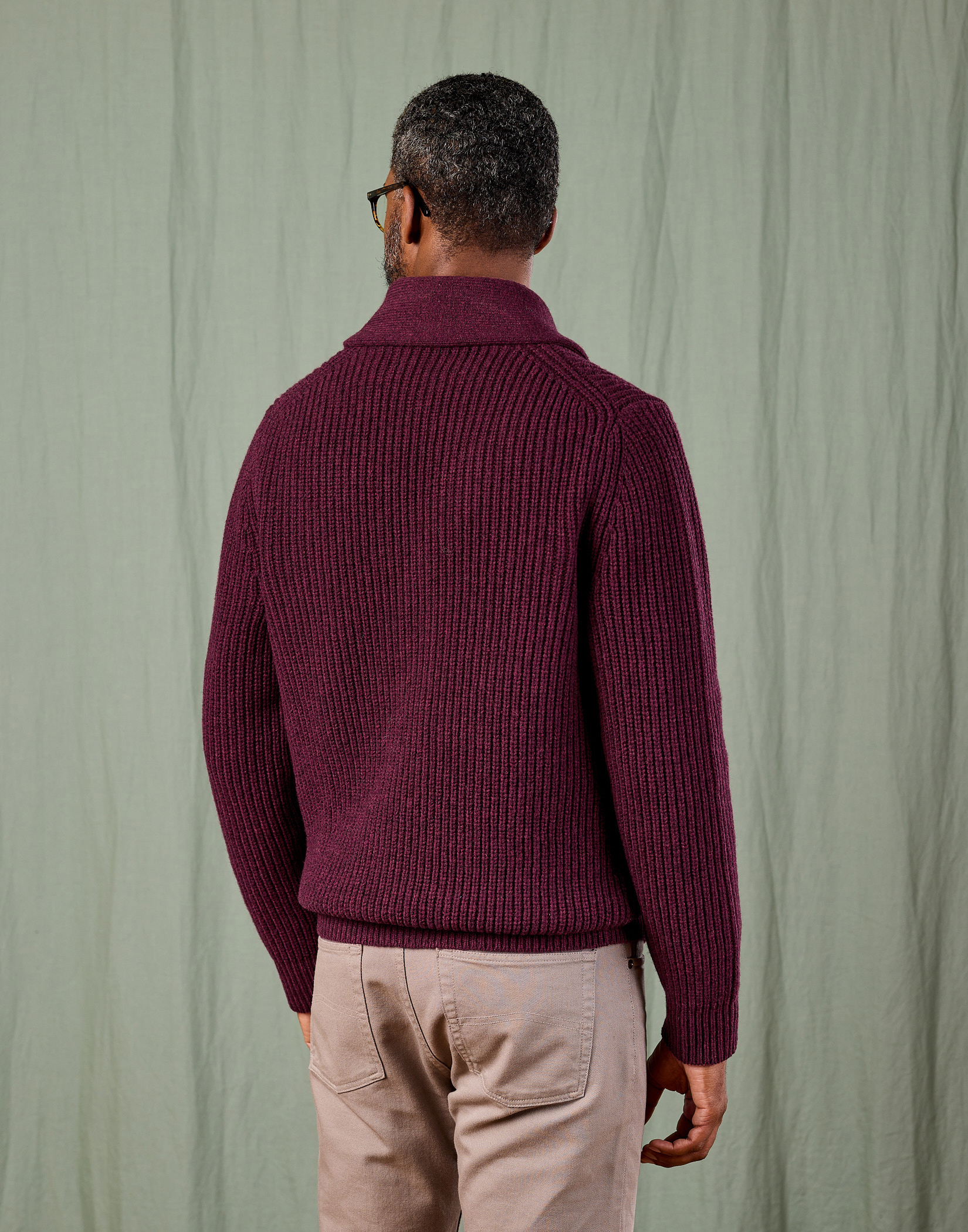Whitby Shawl Collar Cardigan - Burgundy