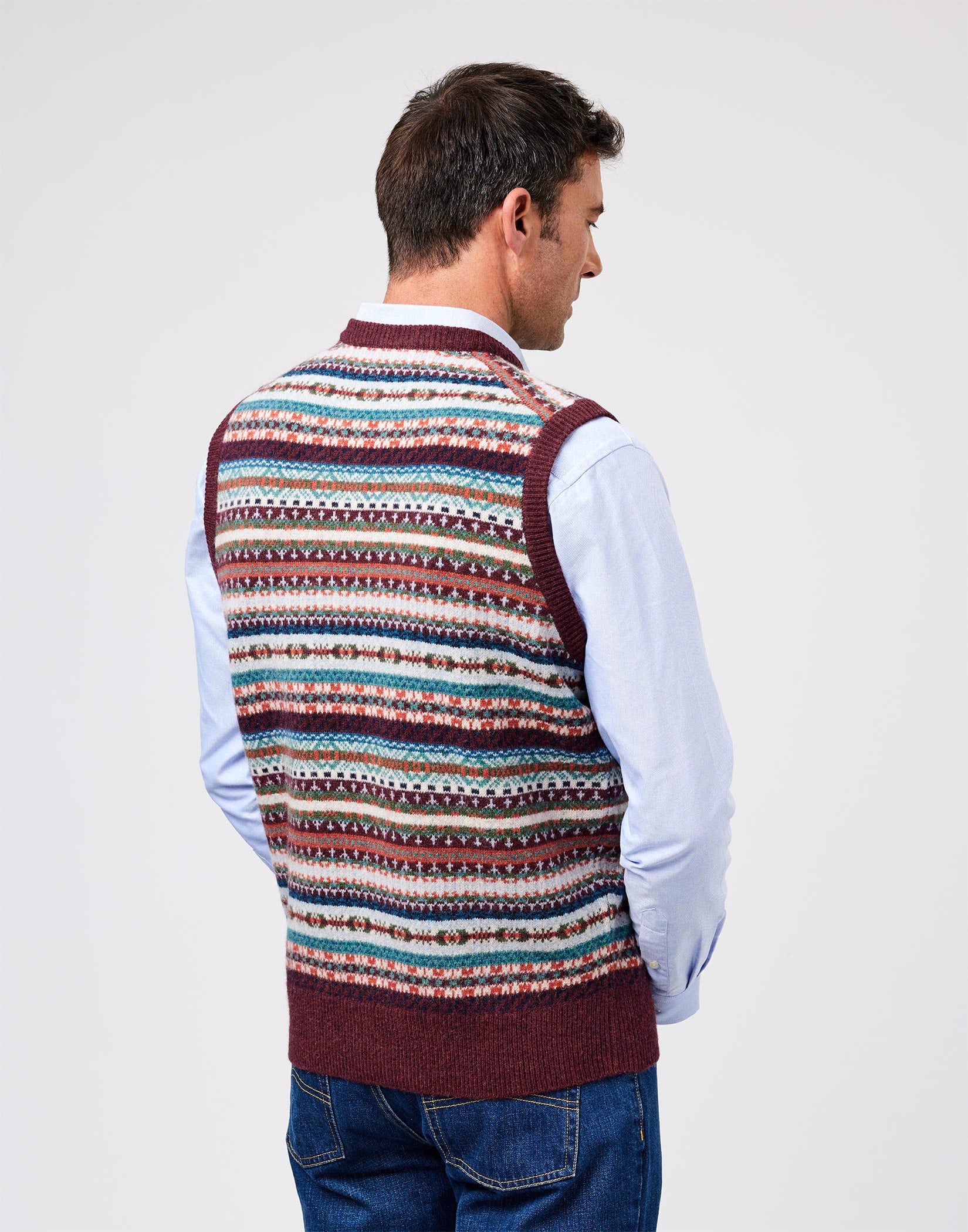 Fair Isle Slip Over - Burgundy